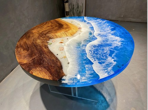 Ocean Wave Epoxy Resin Coffee & Tea Table Top Hallway Garden Furniture Hotel Dec | eBay