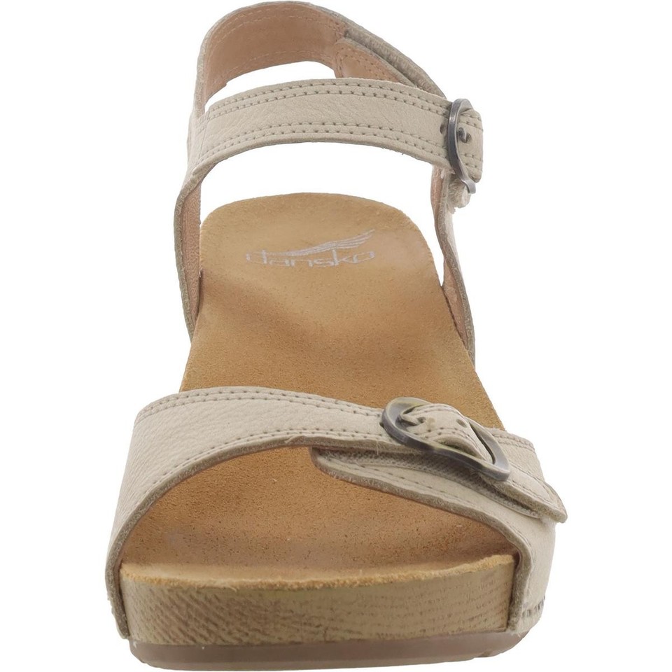 Danskin Womens Beige Leather Wedge Sandals Shoes 38 Medium (B,M) BHFO ...