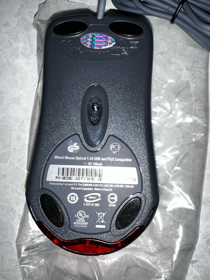 Microsoft Wheel Mouse Optical USB X802382-003 1.1A + USB To PS/2 ...