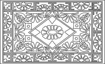 Rug Hooking Pattern "DECO FAN" on natural linen | eBay