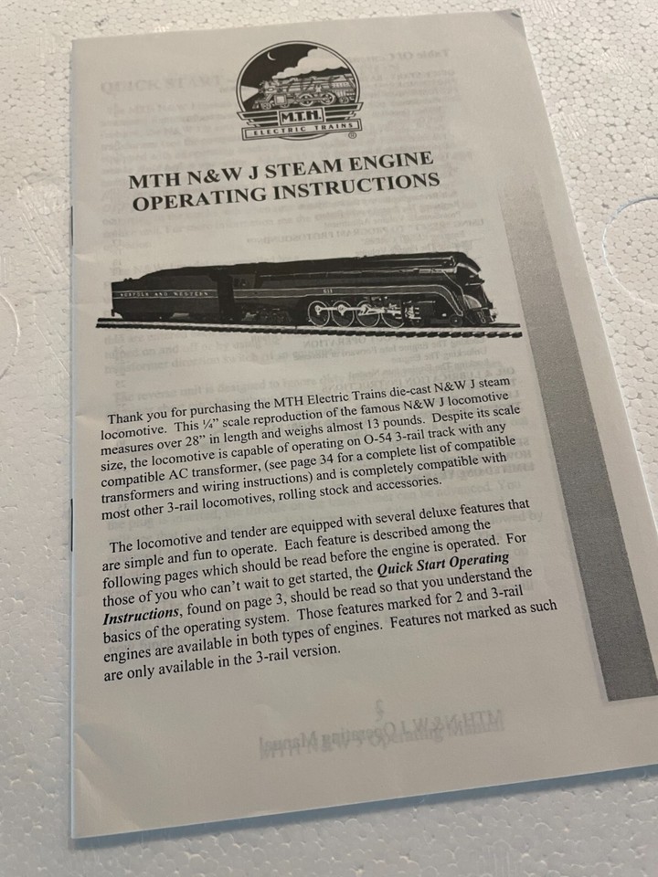 NORFOLK & WESTERN N&W STREAMLINED "J" LOCO, 1/4" SCALE, MTH 20-3024-1 ...