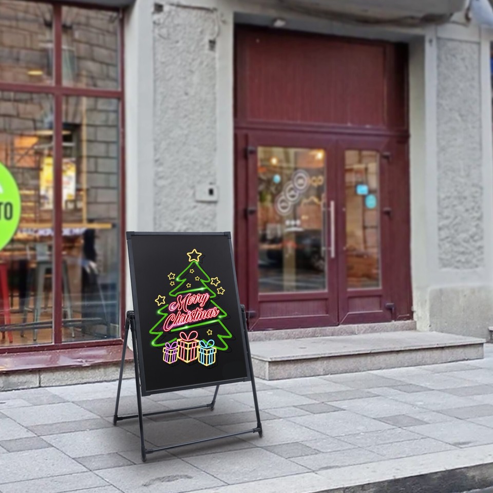 LED Message Writing Board 80*60cm Illuminated 7 Colors Neon Effect Menu ...