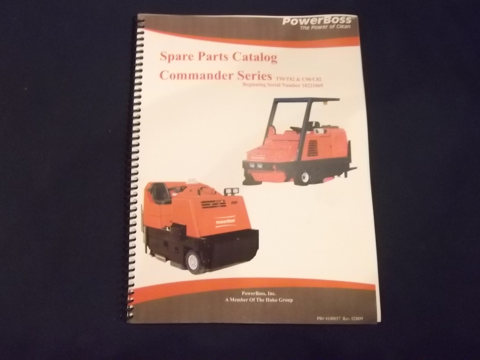 POWERBOSS T90 T82 C90 C82 FLOOR SCRUBBER PARTS BOOK MANUAL WITH S/N ...