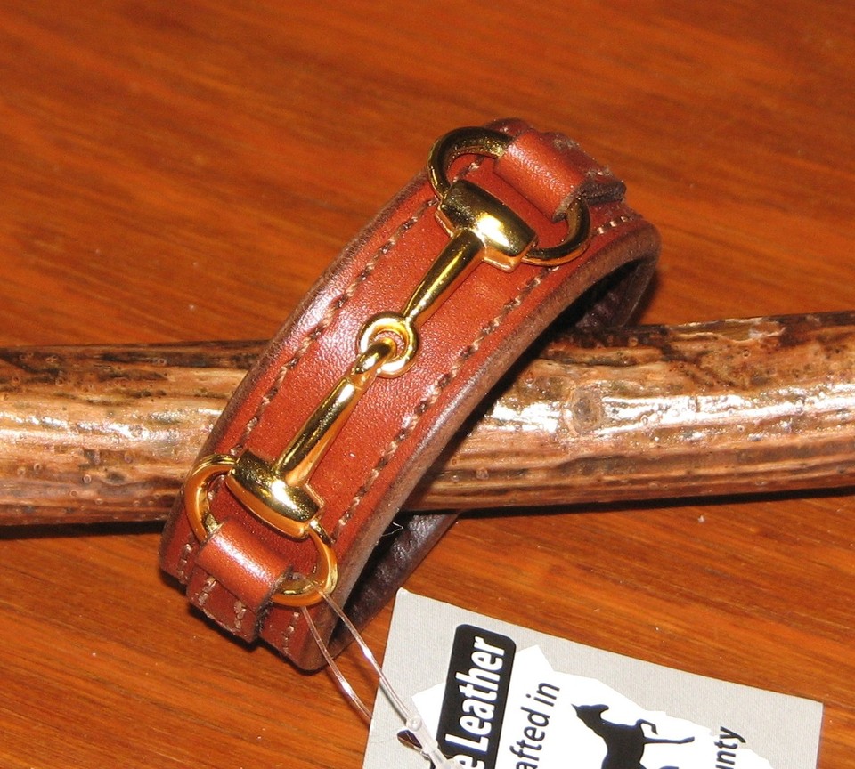 Equestrian Leather Snaffle Bit Bracelet Cuff 9" USA Amish Made | eBay