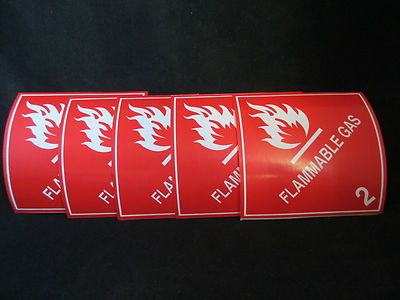 5 Labels FLAMMABLE GAS 2 Red/White 4" x 4" Self Adhesive Paper Sticker ...