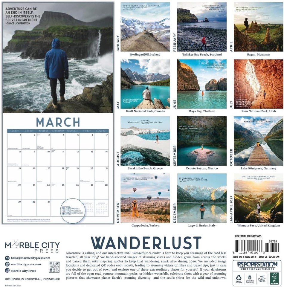 WANDERLUST - 2026 WALL CALENDAR - BRAND NEW - 71003 | eBay