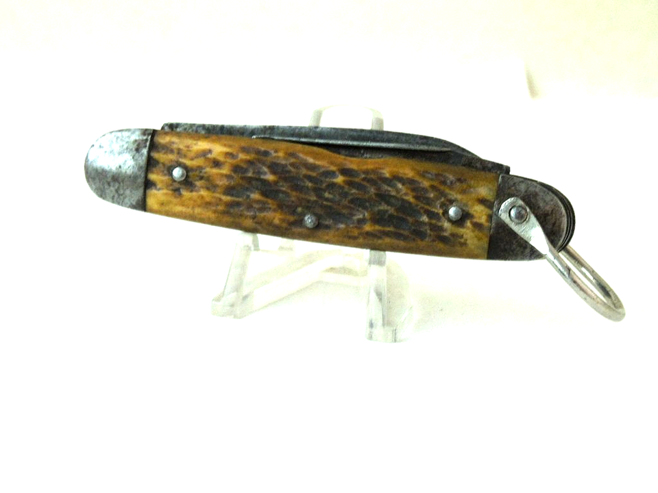 VTG Camp Knife Jigged Brown Bone Scales Can & Bottle Opener, Punch ...