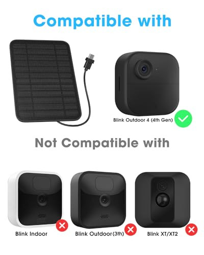 5W Solar Panel for Blink Camera Outdoor, Solar Panel Charger with ...
