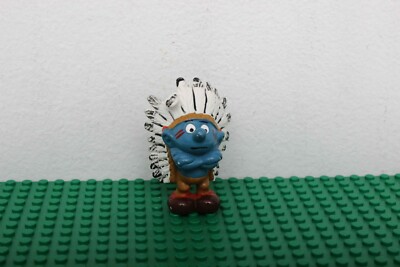 Smurfs 20144 Peyo Vintage Indian Smurf 1981 Black & White Feathers ...