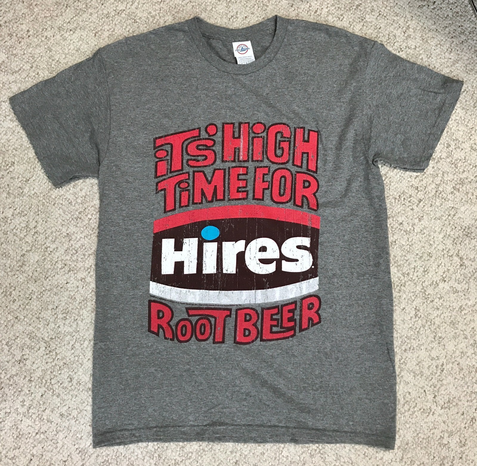 Rare ITS HIGH TIME FOR HIRES ROOT BEER T-SHIRT gray retro big logo soda ...