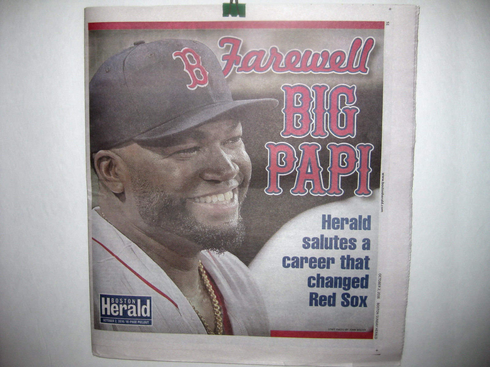 RETIRED David Ortiz Big Papi Boston Red Sox Herald Special Oct 2016 ...