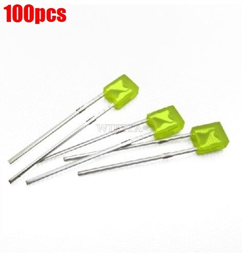 100Pcs 2X3X4MM Rectangle Led Yellow Color Yellow Light Emitting Diode ...