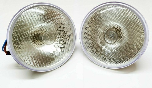 2 Lucas 700 headlight 7" LHD 12v Conversion Lamp H4 Halogen bulb 3 pin ...