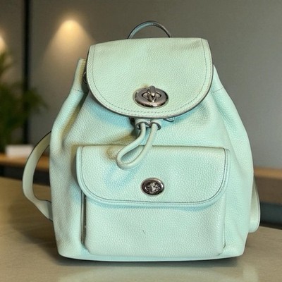 Coach Mini Turnlock Rucksack Pebbled Leather Backpack Pockets ...