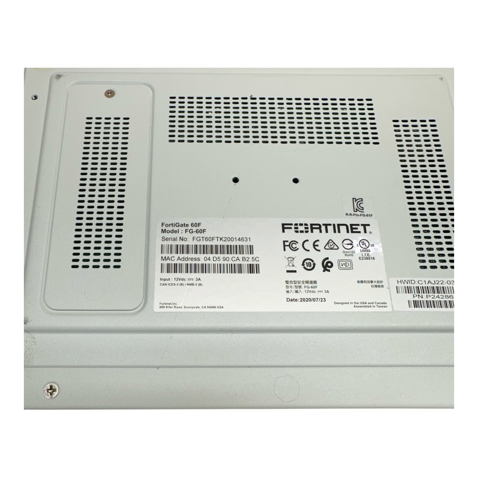 Fortinet FG-60F Fortigate-60F Network Security Firewall NO AC ADAPTER ...
