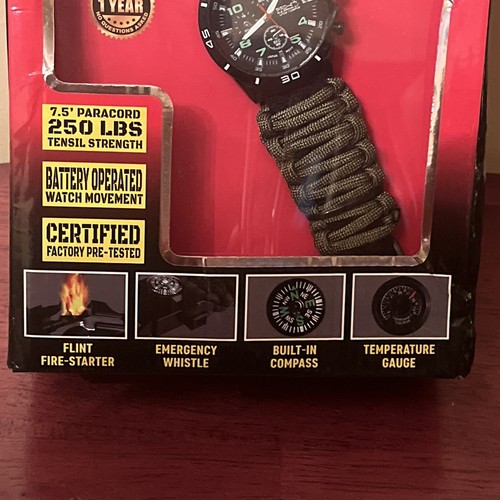 Pro-4 Tactical 6 In 1 Survival Watch- Paracord, Compass, Temp & More | eBay