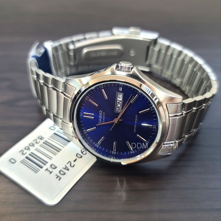 Casio Analog Silver Blue Metal Band Men Watch Original New MTP-1239D-2A ...