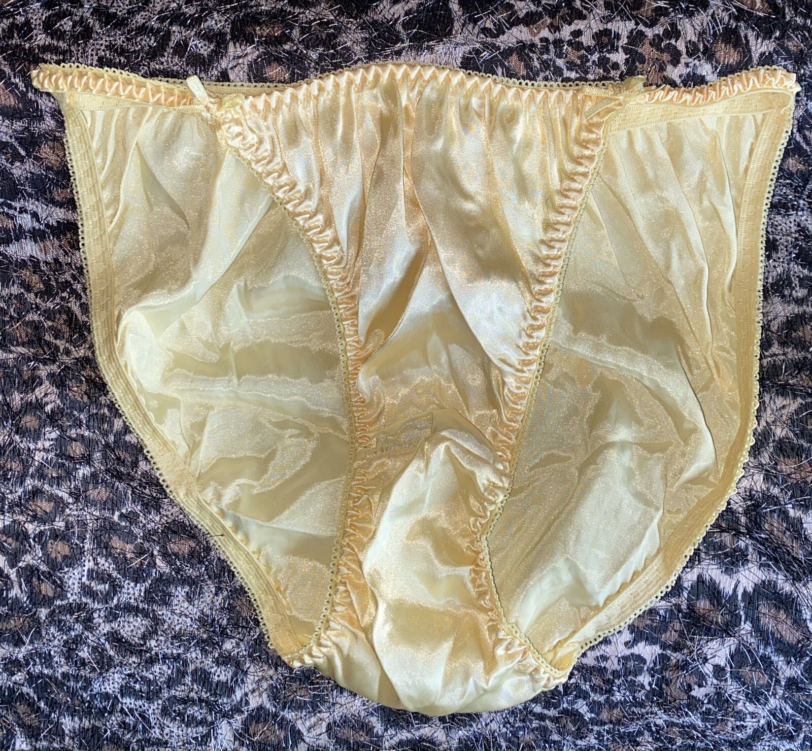Vintage Rene Rofe Satin Glossy Y2K Yellow String Biki… - Gem