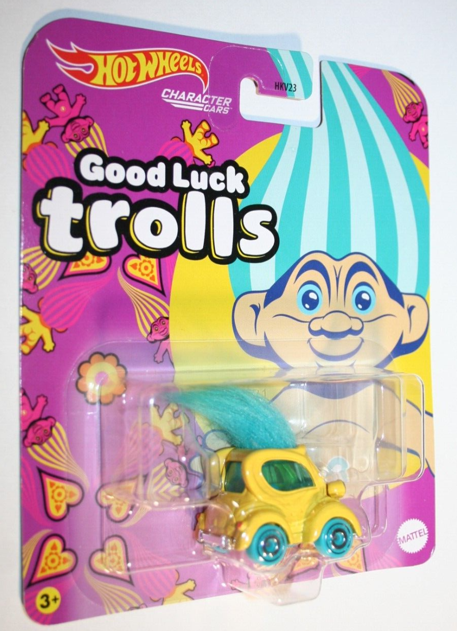 2022 Hot Wheels Cars GOOD LUCK TROLLS Yellow with Teal Hair HDL71 Asst ...