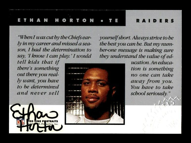 ETHAN HORTON 1992 NFL PRO LINE PORTRAITS AUTOGRAPH - LOS ANGELES ...