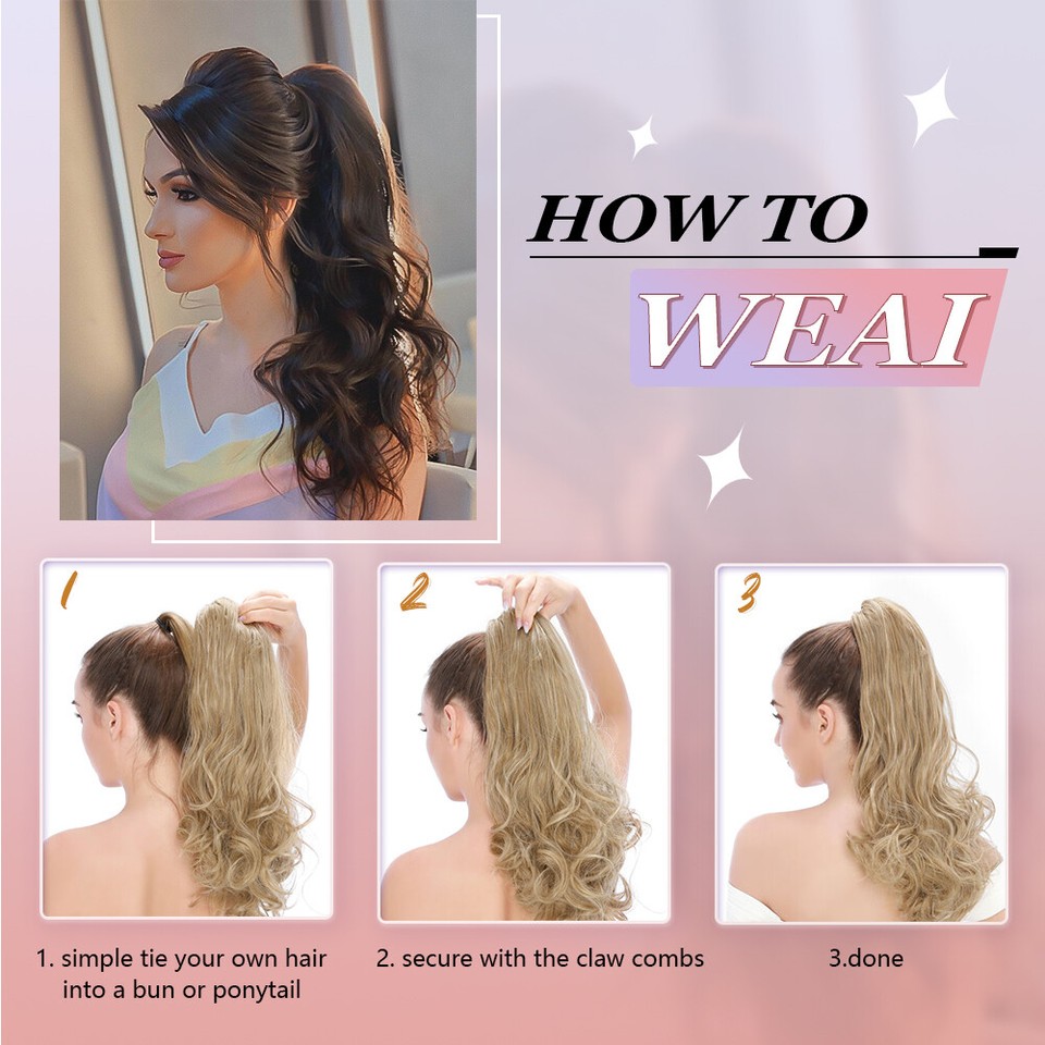 Claw Clip Ponytail Hair Extensions Thick As Human Pony Tail Long Wavy ...