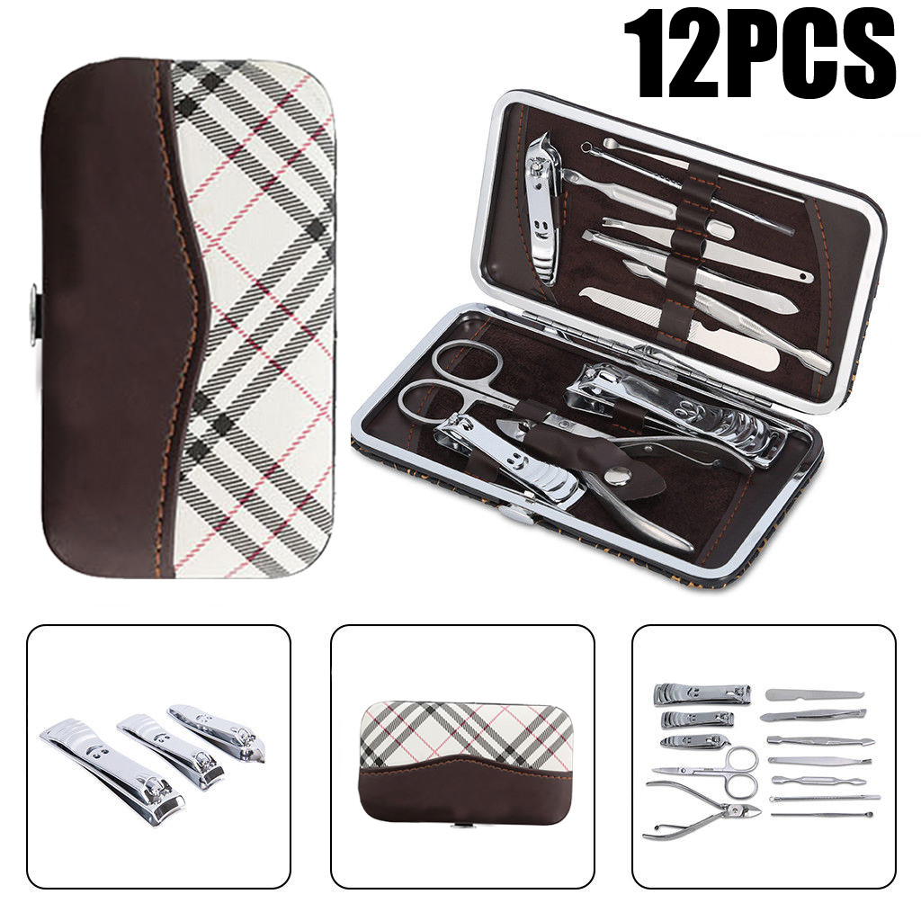12PCS Pedicure / Manicure Set Nail Clippers Cleaner Cuticle Grooming ...