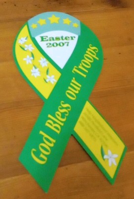 God Bless Our Troops 8" Ribbon Magnet Car Fridge Easter 2007 FREE US ...