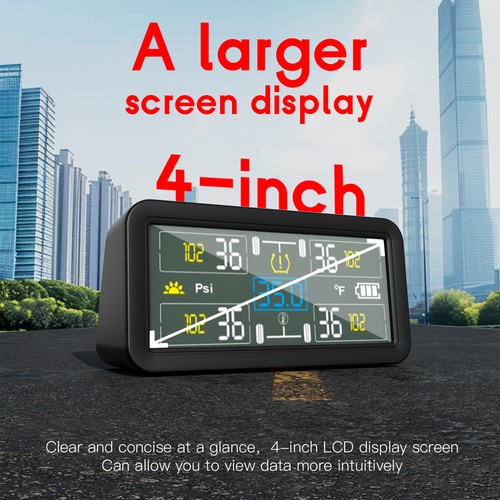 TPMS Tire Car Pressure 4 Sensors Tyre Pressure LCD Display Monitoring ...