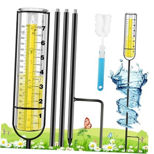 Rain Gauge Outdoor, Rain Gauges with Metal Stake for Yard, Upgraded Large | eBay