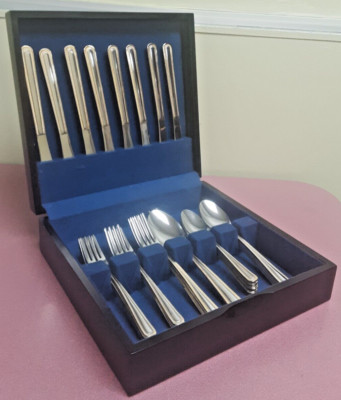 Set of 42 PCS International China Flatware Silverware w/ Storage Case ...
