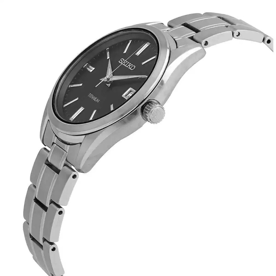 Seiko Men's Essentials Quartz Black Dial Titanium Watch - SUR375P1 NEW ...