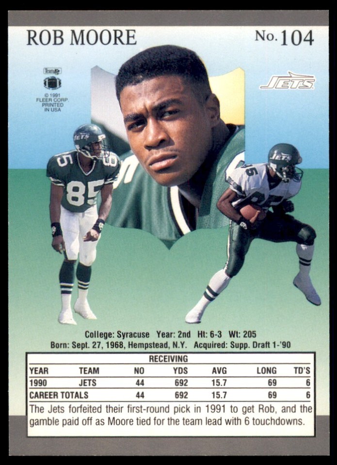 1991 Ultra Rob Moore New York Jets #104 | eBay