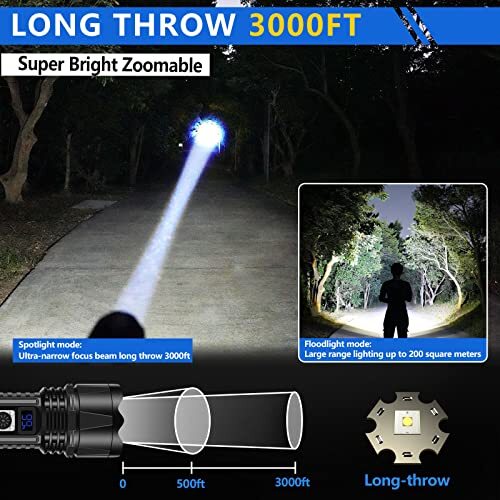 Jayxinli Torches LED Super Bright 500000 Lumen Rechargeable, Powerful ...