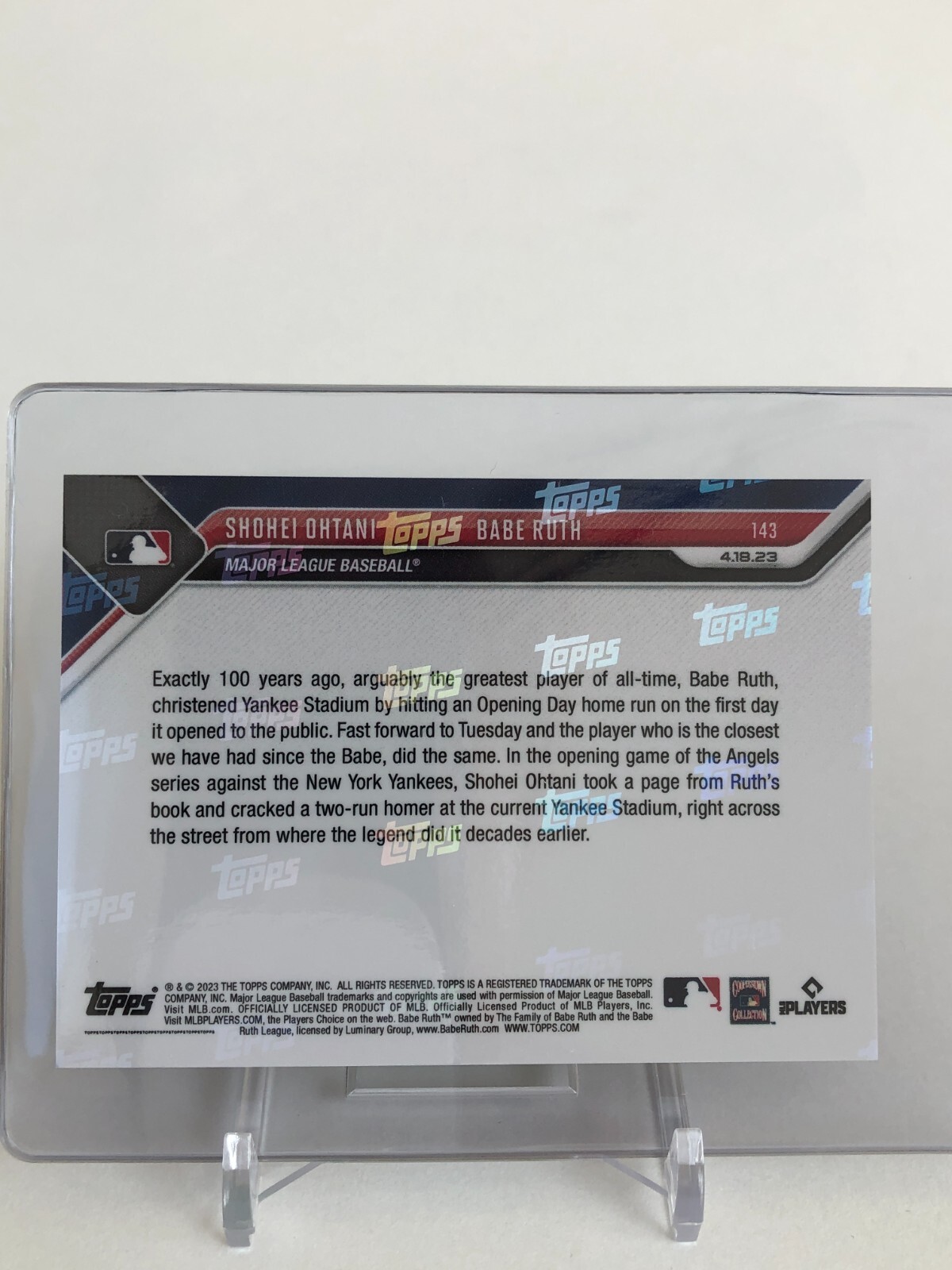 Shohei Ohtani Babe Ruth Topps card Major League Baseball #143 | eBay