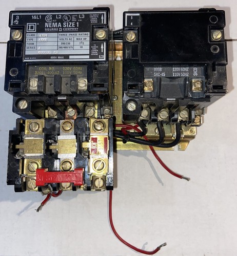SQUARE D SIZE 1 REVERSING MOTOR STARTER 600 VAC 10 HP 120V COIL 31041 ...