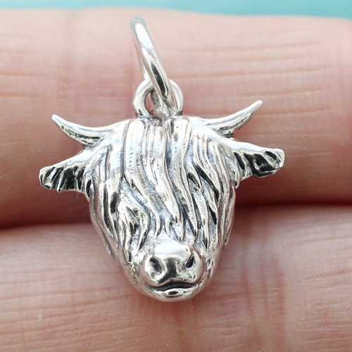 Highland Cattle Cow Pendant Charm In 925 Sterling Silver Farm Animal ...
