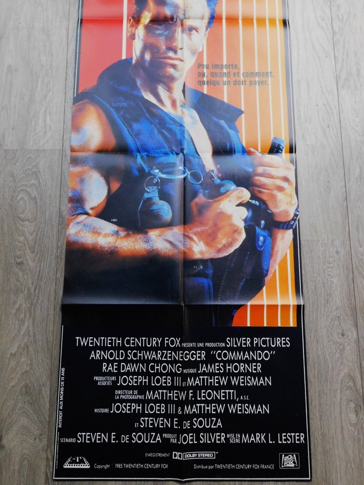 Commando French Movie Poster Original 23"63 1985 Arnold Schwarzenegger ...