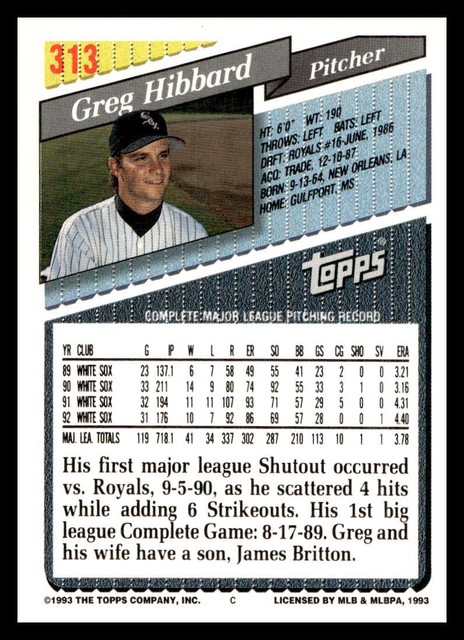 1993 Topps - Gold #313 Greg Hibbard for sale online | eBay