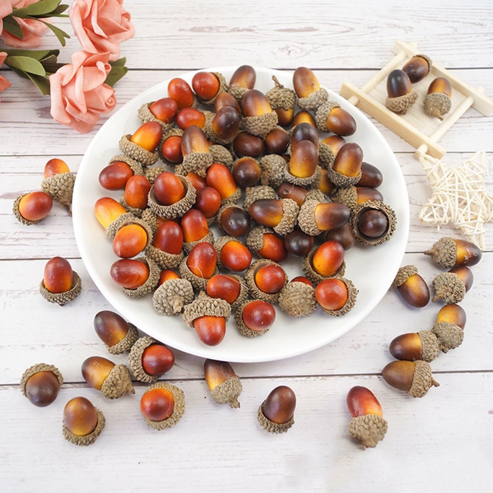 100 Pcs Acorn Decorations Artificial Mini Acorns for Garlands Making ...