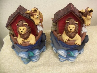 SET OF NOAH'S ARK BOOKENDS BY FIGI GRAPHICS - 1993 - QUITE HEAVY | eBay