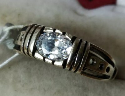 RING SILVER 925 Ukraine Vintage size 8 stone white with tag | eBay
