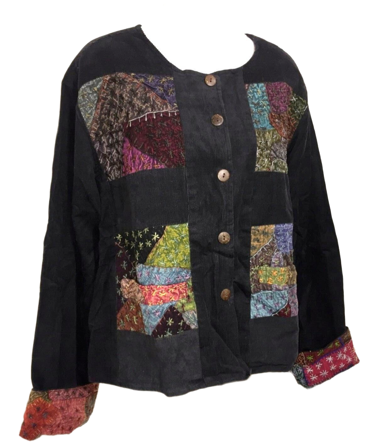 Sacred Threads Jacket Medium Large Black Corduroy Nothing Matches ...