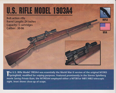 U.S. RIFLE MODEL 1903A4 1903 A4 WW2 Gun Atlas Classic Firearms PHOTO ...