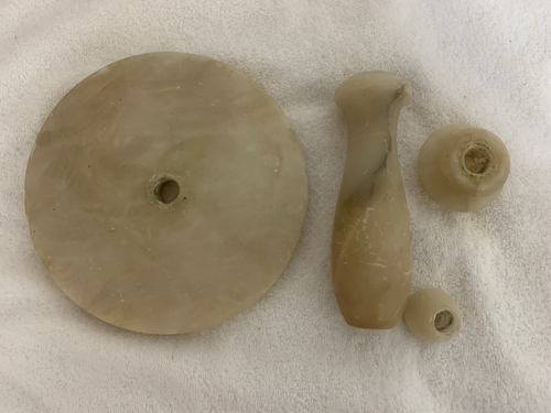 VINTAGE BRIDGE LAMP PARTS 4 ALABSTER BASE & SPACER PIECES SEE PHOTOS ...