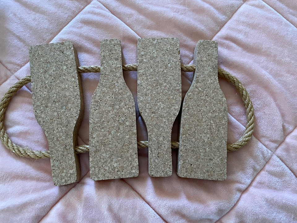 Bottle Shape Natural Cork Hot Pads/Trivets - Straw Handles | eBay