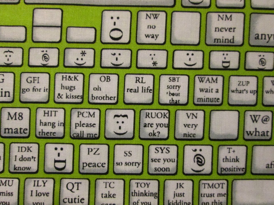 KEYBOARD TYPING COMPUTER TABLET PHONE APP GREEN COTTON FABRIC BTHY | eBay