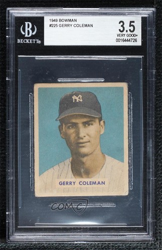 1949 Bowman Gray Back Jerry Coleman (Name Misspelled as Gerry) BGS 3.5 Rookie RC | eBay UK