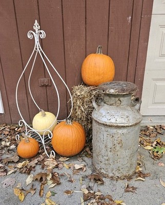 Vtg Antique Miller Dairy Farm Eaton Rapids MI Metal Milk Can 10 Gallon ...