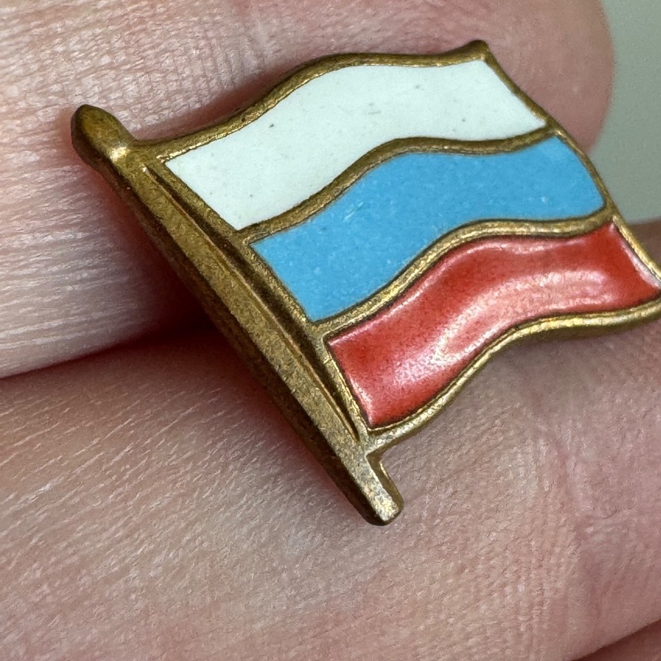 Vintage Russia National Flag Enamel Lapel Pin Tie Tack Waving Russian ...