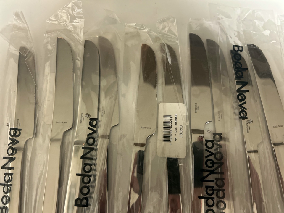 SET 14 BODA NOVA 7 1/2" STAINLESS KNIVES Flatware NEW MINT UNUSED ...